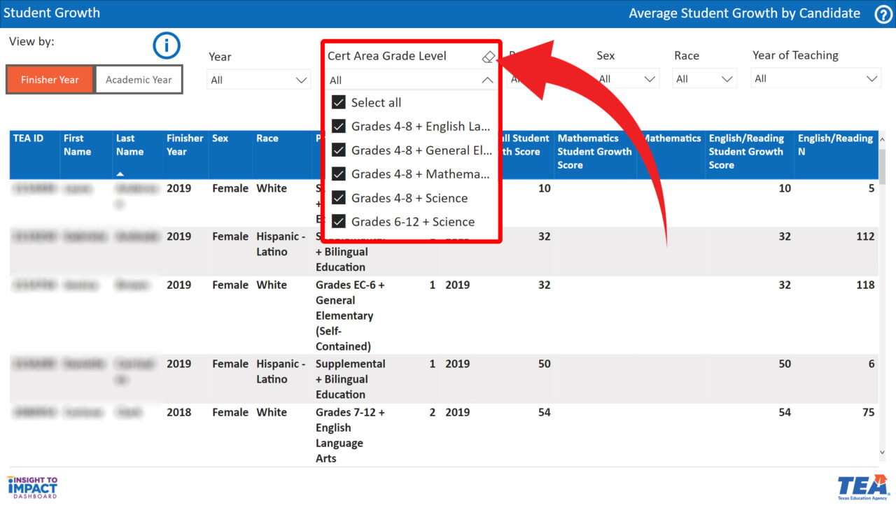 Selecting the Certification Area Grade Level | Insight to Impact